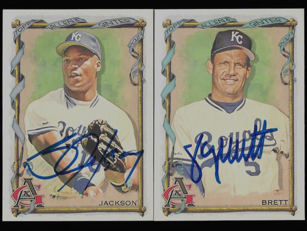 Bo Jackson & George Brett Autograph Signed 2023 Topps Card Set Royals ...
