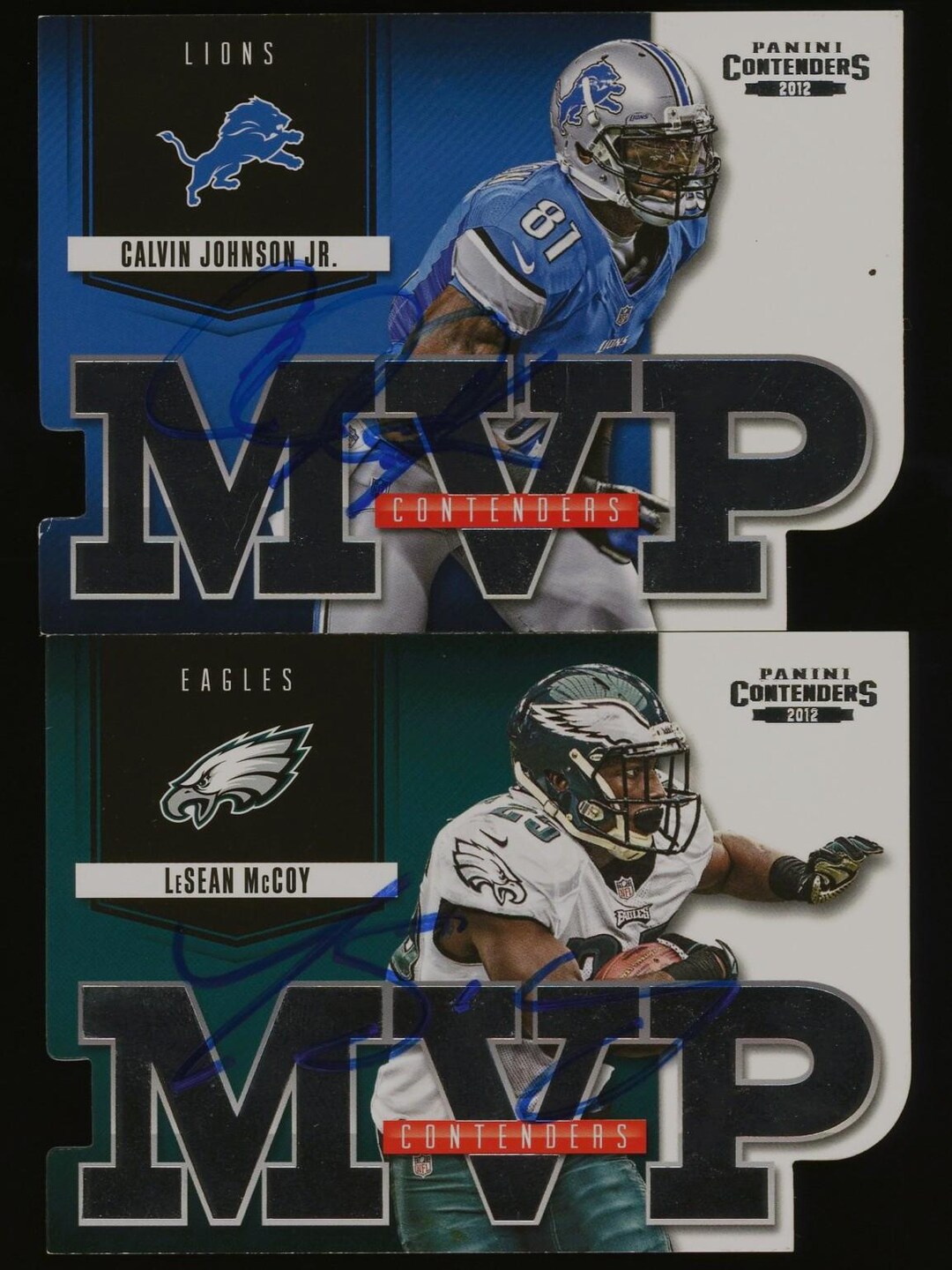 Calvin Johnson & Lesean Mccoy Autograph Signed Panini Trading Cards ...