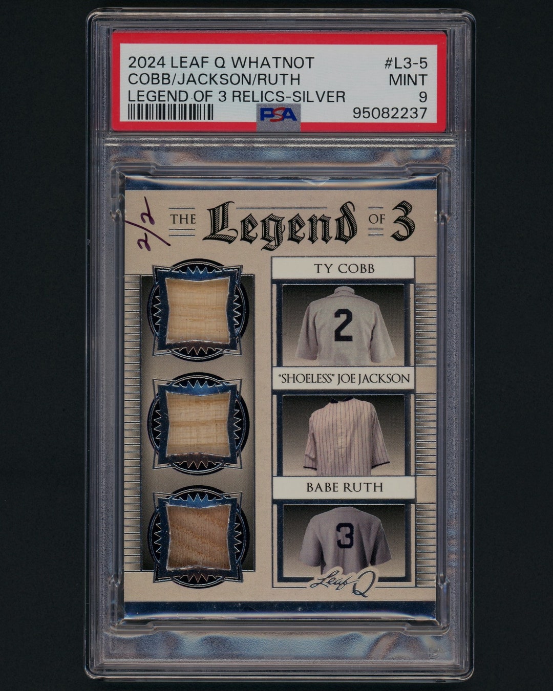 2024 Leaf Q the Legend of 3 Ty Cobb/shoeless Joe Jackson/babe Ruth ...