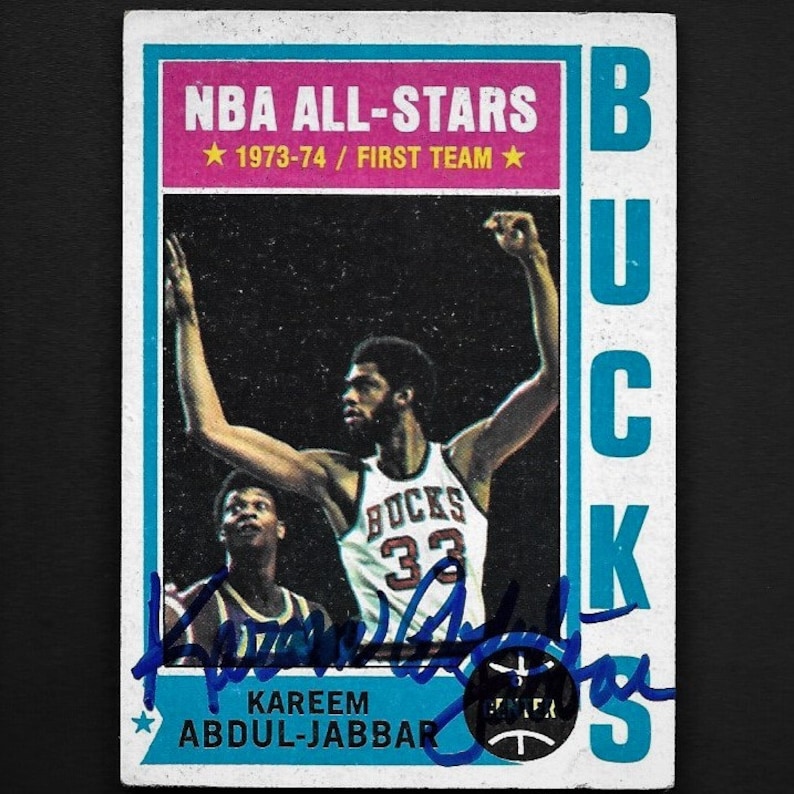 Kareem Abdul-jabbar Autograph Signed 1974 Topps Card 1 Bucks - Etsy