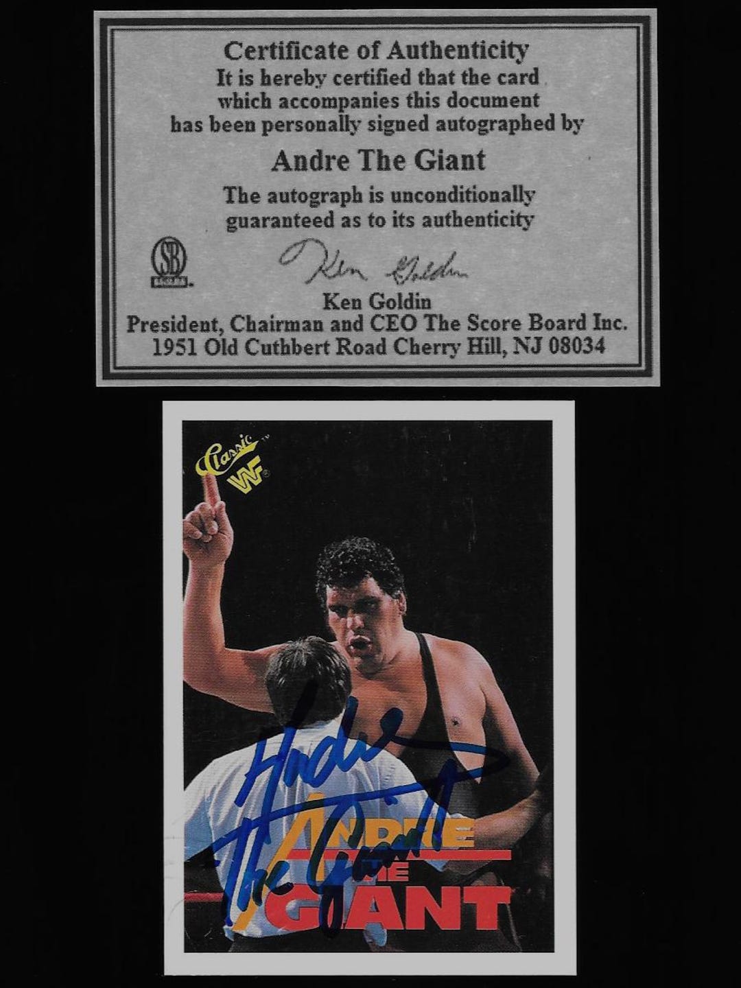 Andre the Giant Autograph Signed 1990 Classic Card #111 W/ Score Board ...
