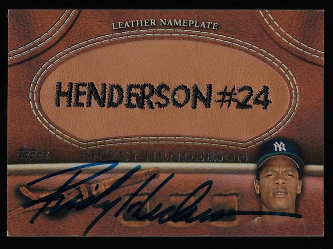 Rickey Henderson Autograph Signed 2011 Topps Leather Nameplate Card ...