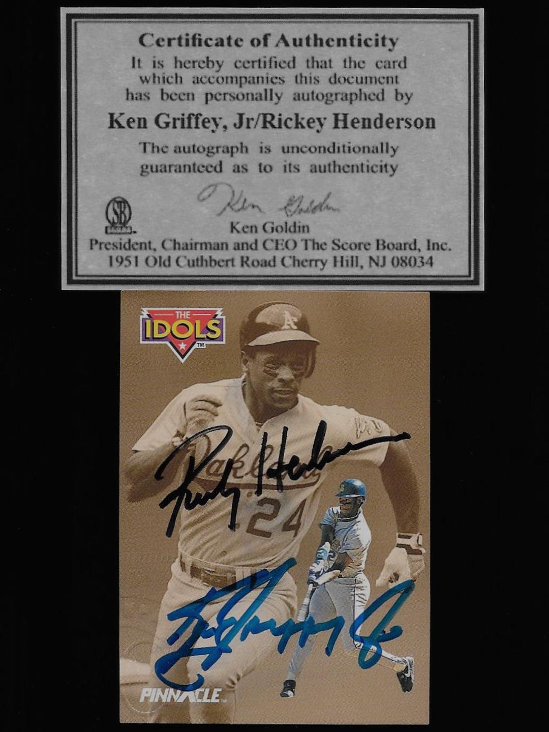 Rickey Henderson & Ken Griffey Jr. Dual Autograph Signed 1992 Score ...