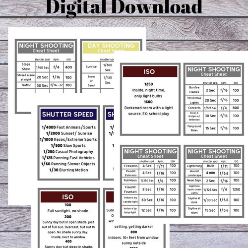 Manual Photography Cheat Sheet - Etsy