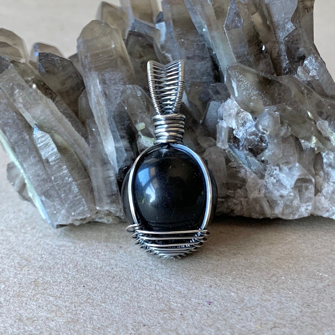 Black Obsidian Mini Crystal Ball Pendant, Handcrafted With Eco-friendly ...