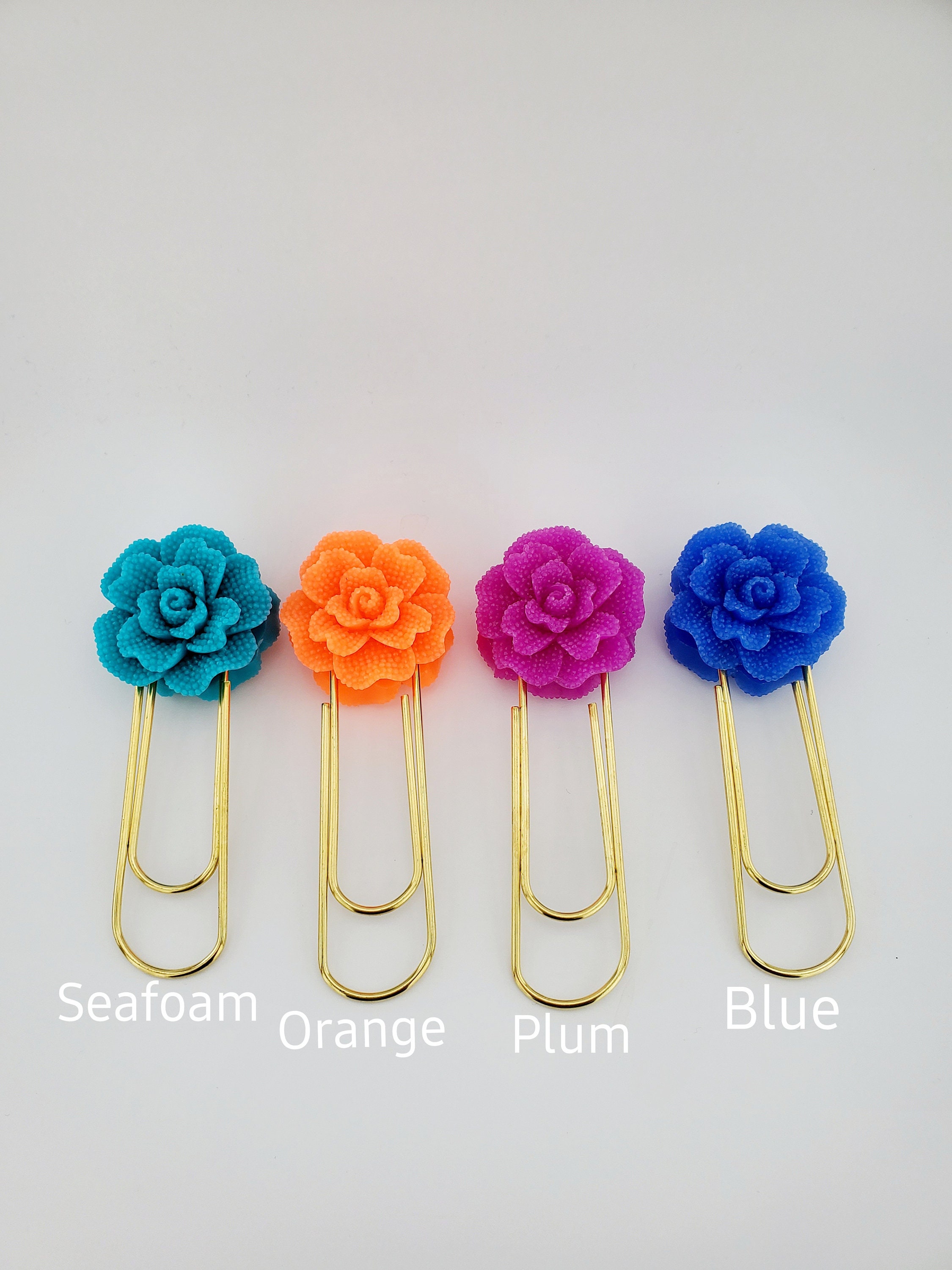 Flower Embellished Gold Paper Clip Mega Sized - Decorative Planner ...