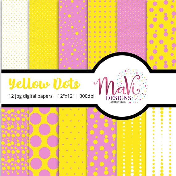 Yellow Dots Digital Paper Clipart Background Digital Paper | Etsy