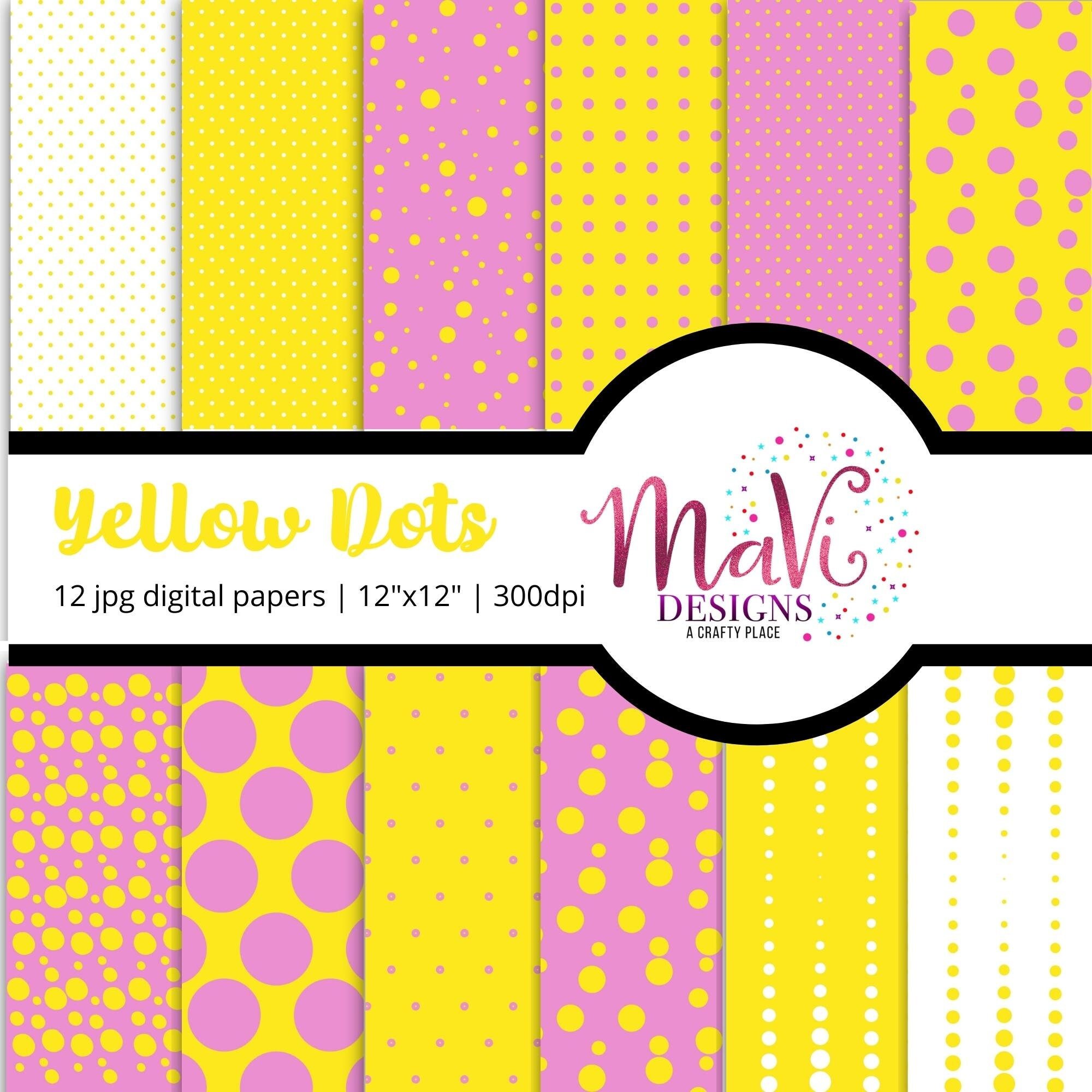 Yellow Dots Digital Paper Clipart - Vibrant Seamless Backgrounds for ...