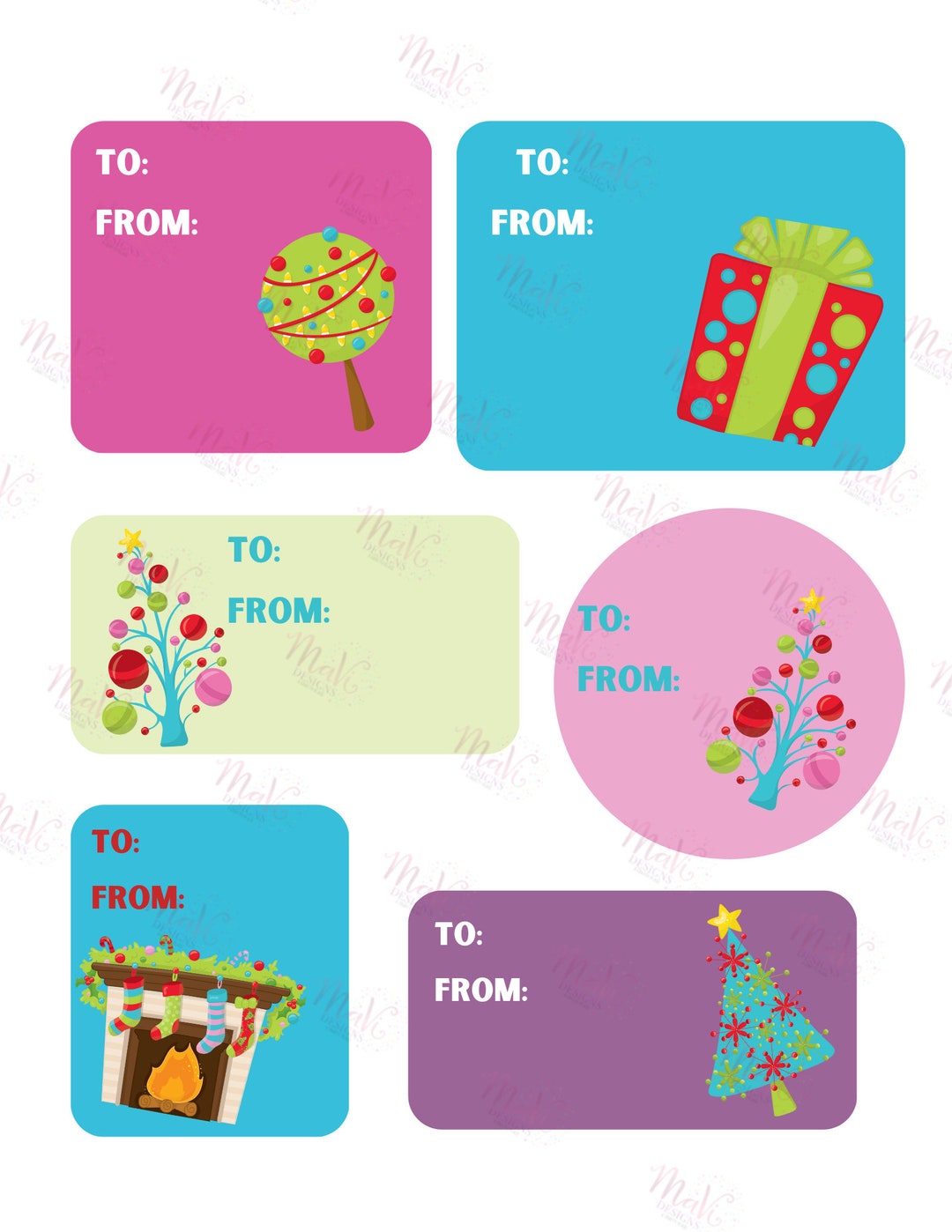 Printable Christmas/holiday Gift Tags Instant Digital Download for DIY ...
