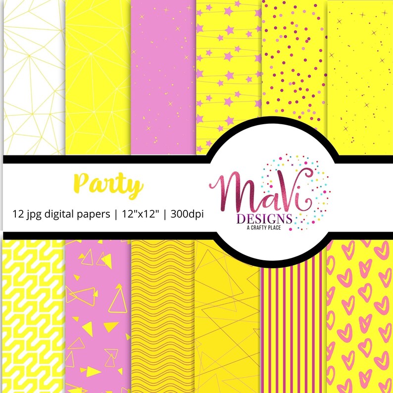 Party Yellows Digital Paper Clipart Background Digital Paper - Etsy