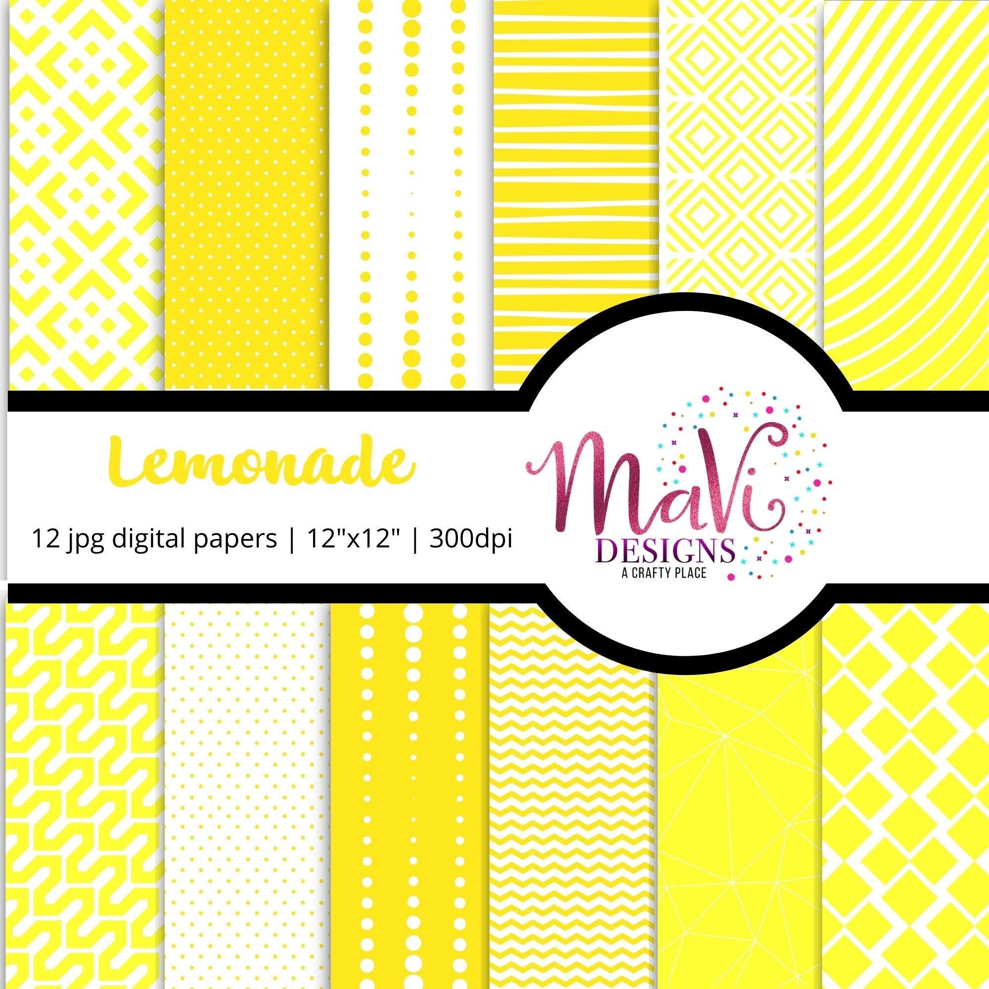 Lemonade Digital Paper Clipart Bright Yellow Seamless Backgrounds for ...