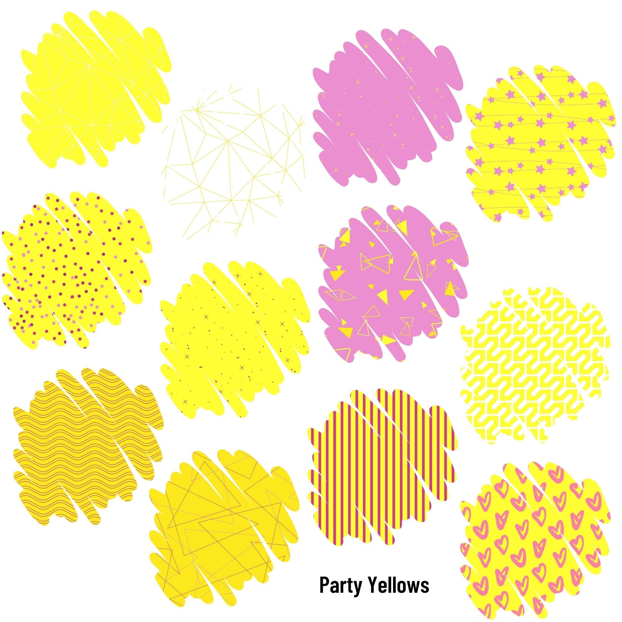 Party Yellows Digital Paper Clipart Vibrant Seamless Backgrounds for ...