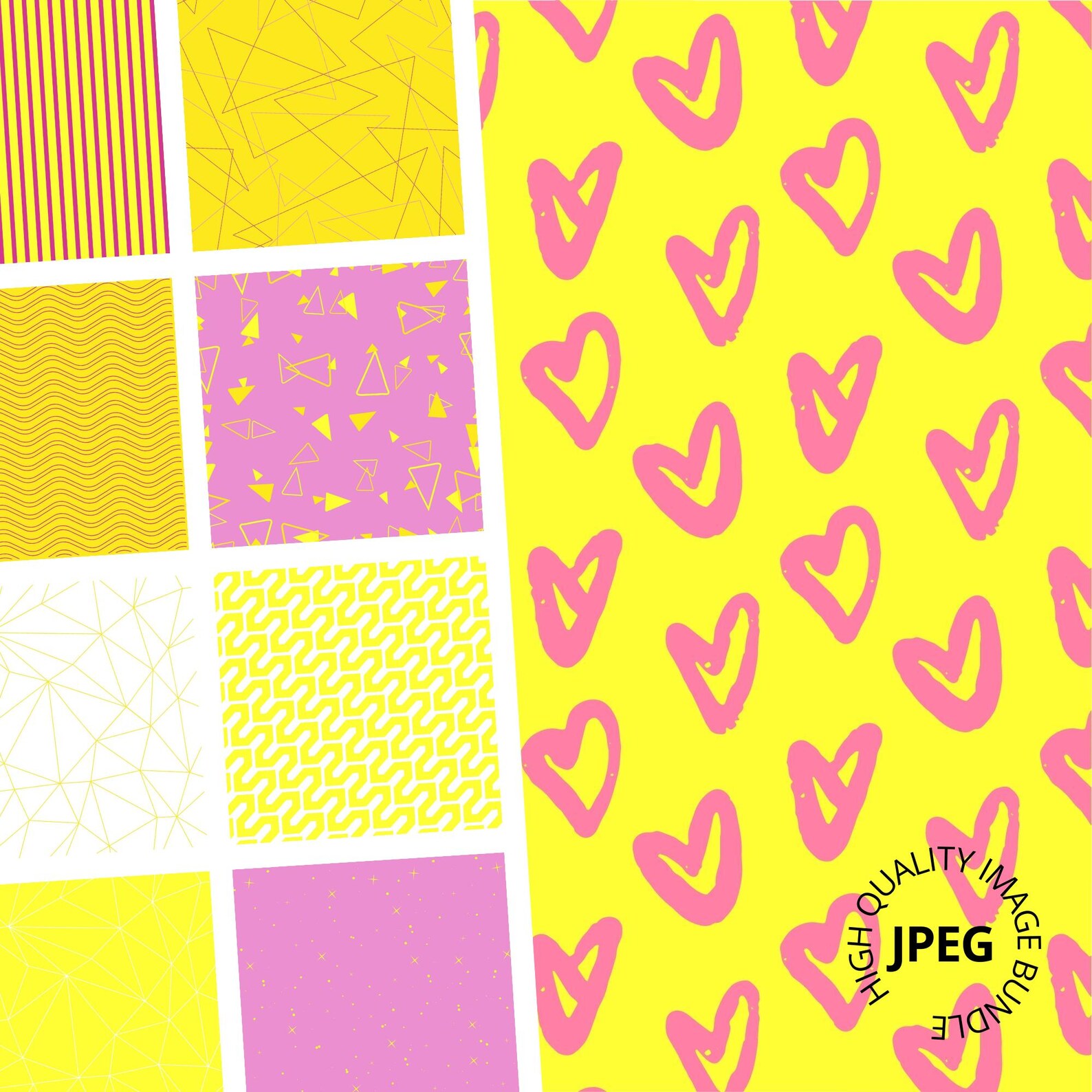 Party Yellows Digital Paper Clipart - Vibrant Seamless Backgrounds for ...