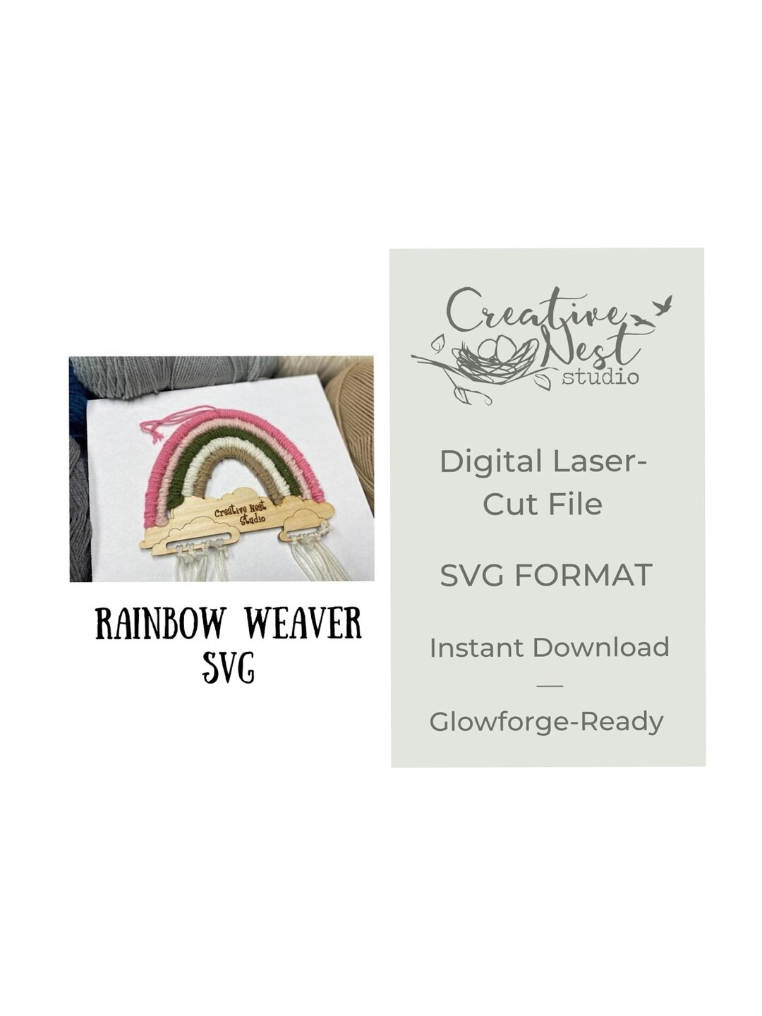 Rainbow Wood Weaver SVG File Craft Laser Cut File SVG Yarn Craft ...