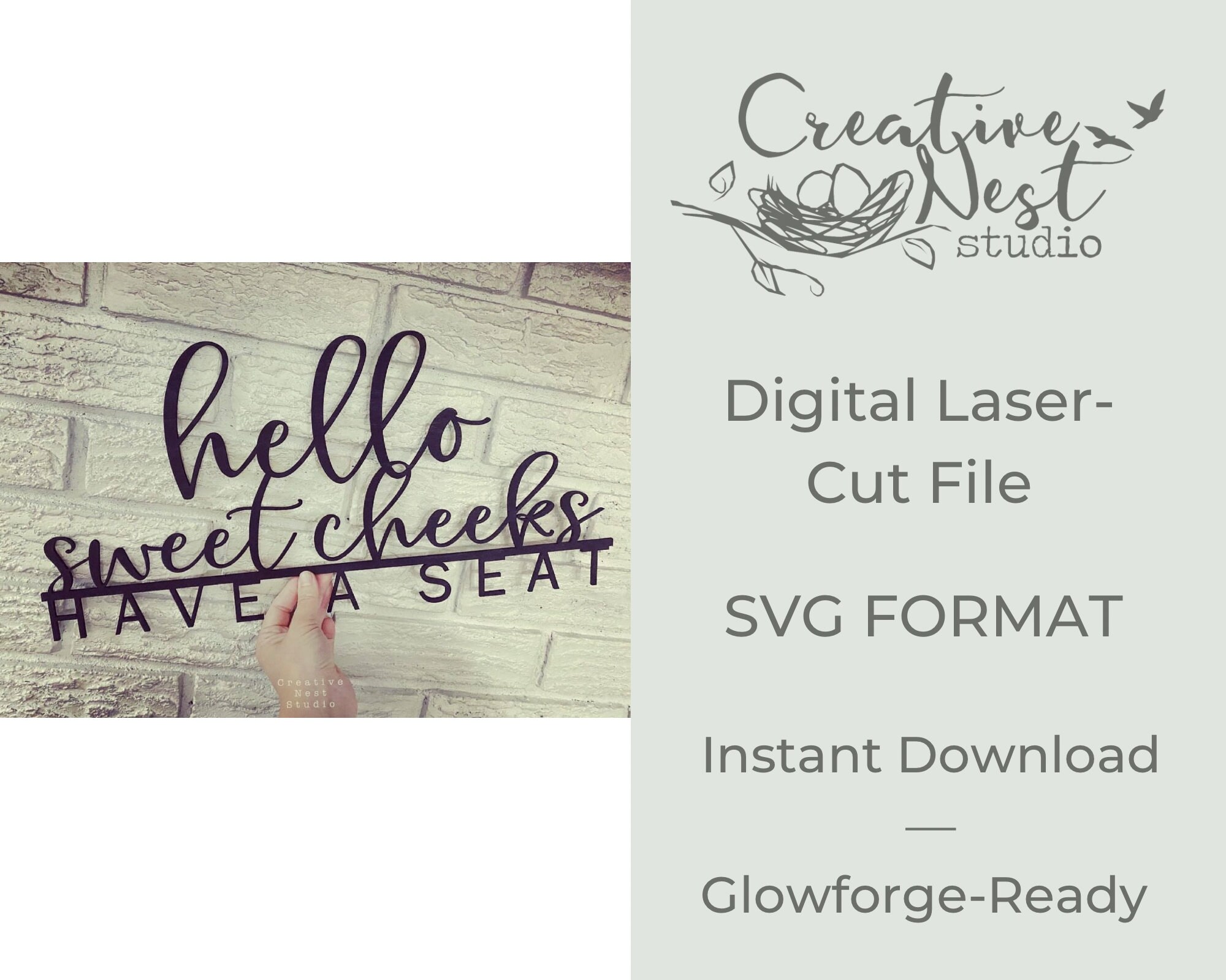 Hello Sweet Cheeks SVG File Bathroom Laser Cut File - Etsy