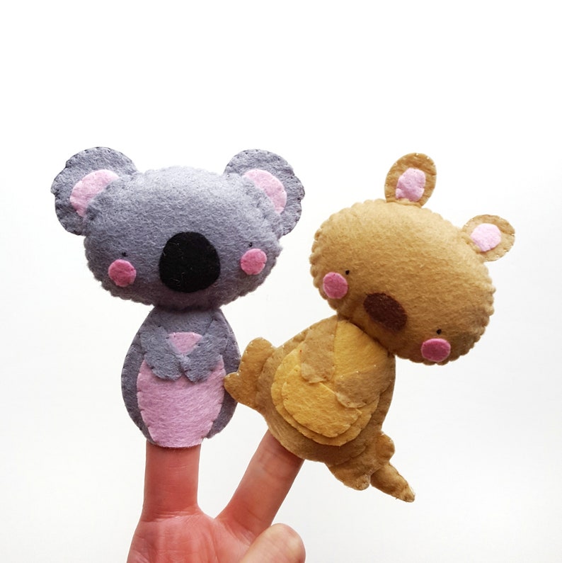 3 PATTERNS | Australia Animal Finger Puppet Pattern - Koala, Kangaroo ...