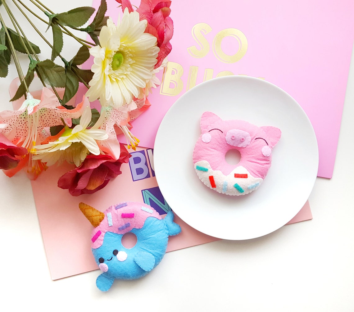 Pig Donut Downloadable Sewing Pattern, Pig Donut Ornament, Pig Donuts ...