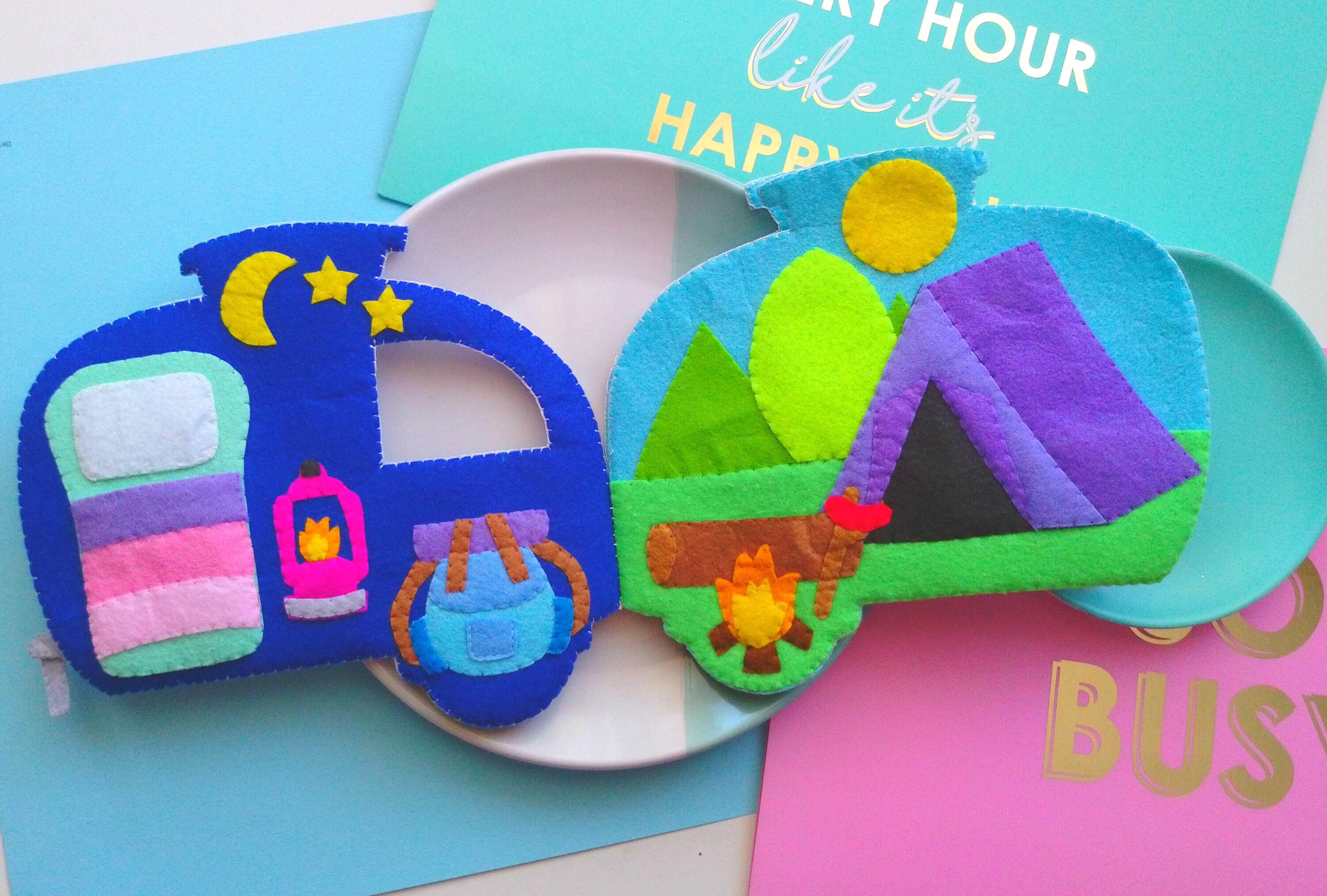 Camper Van Felt Quiet Book Pattern | Camping Caravan Quiet Book Pattern ...