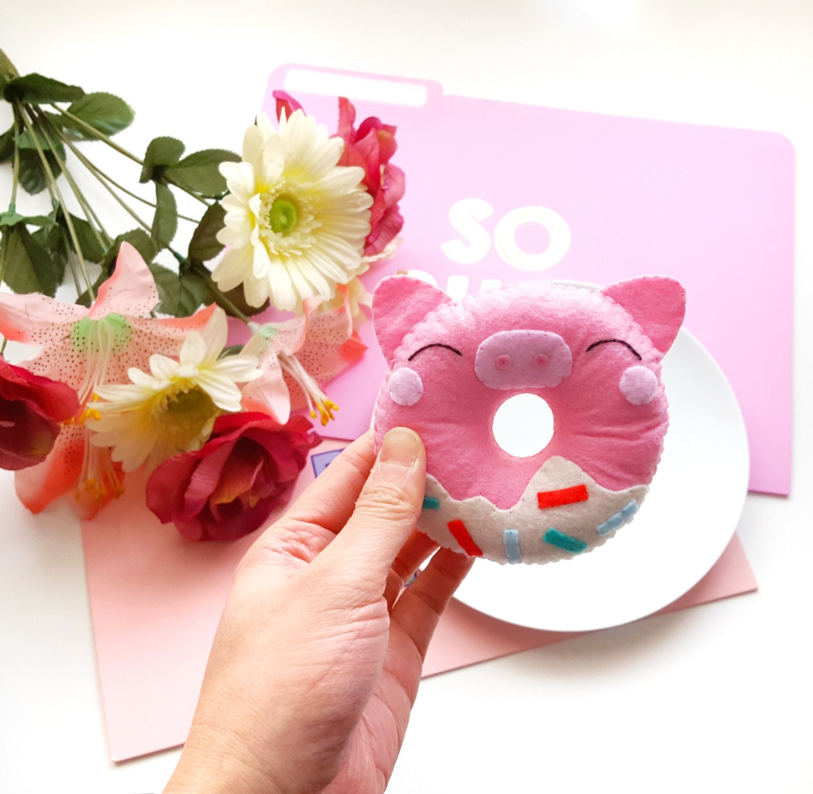 Pig Donut Downloadable Sewing Pattern, Pig Donut Ornament, Pig Donuts ...