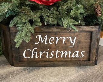 Christmas Tree Collar Collapsible Wood Holiday Box Decor Rustic ...