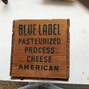 Vintage Blue Label Pasteurized Process Cheese American Wooden Box ...