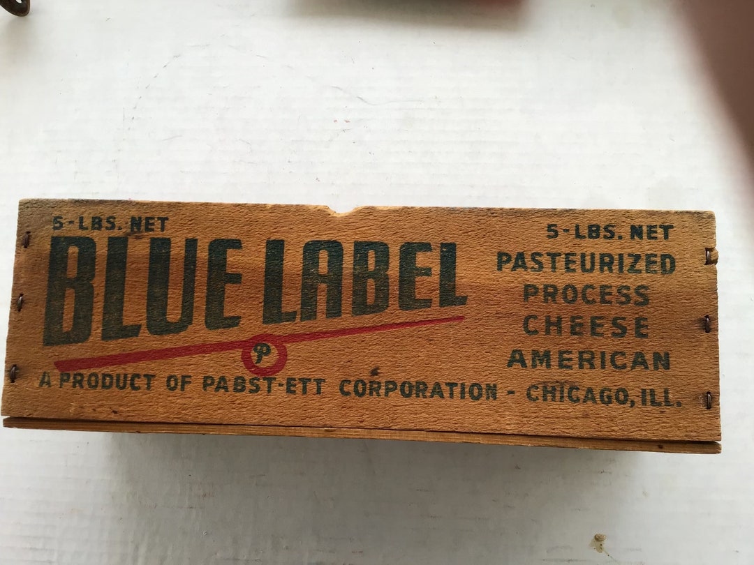 Vintage Blue Label Pasteurized Process Cheese American Wooden Box ...