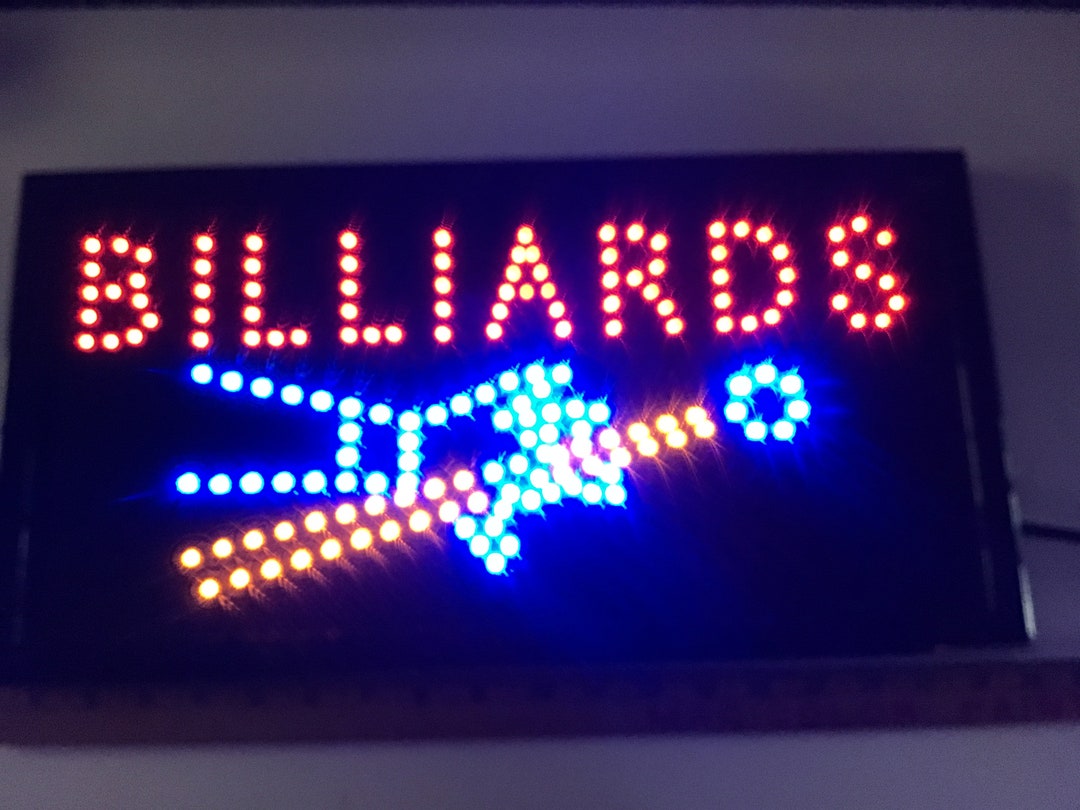 LED Lighted Billiards Sign / Pool Table Sign With Multi-colored ...