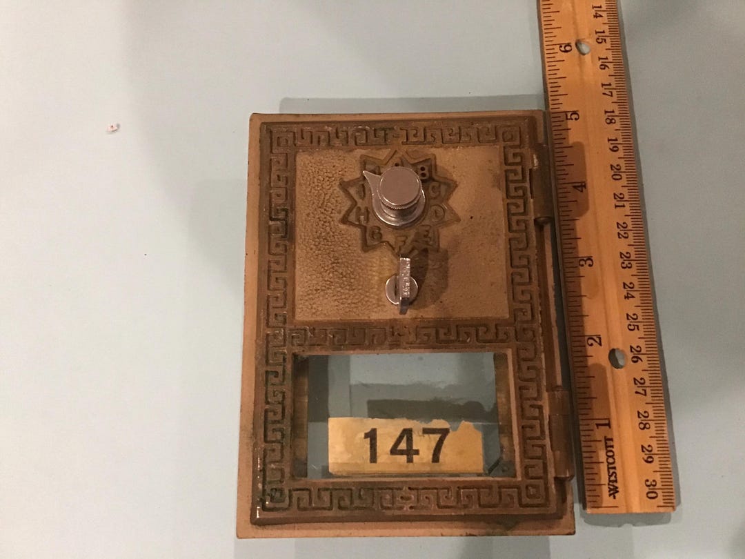 Vintage 1961 Post Office Mailbox Door With 3 Tumbler Combination Lock ...