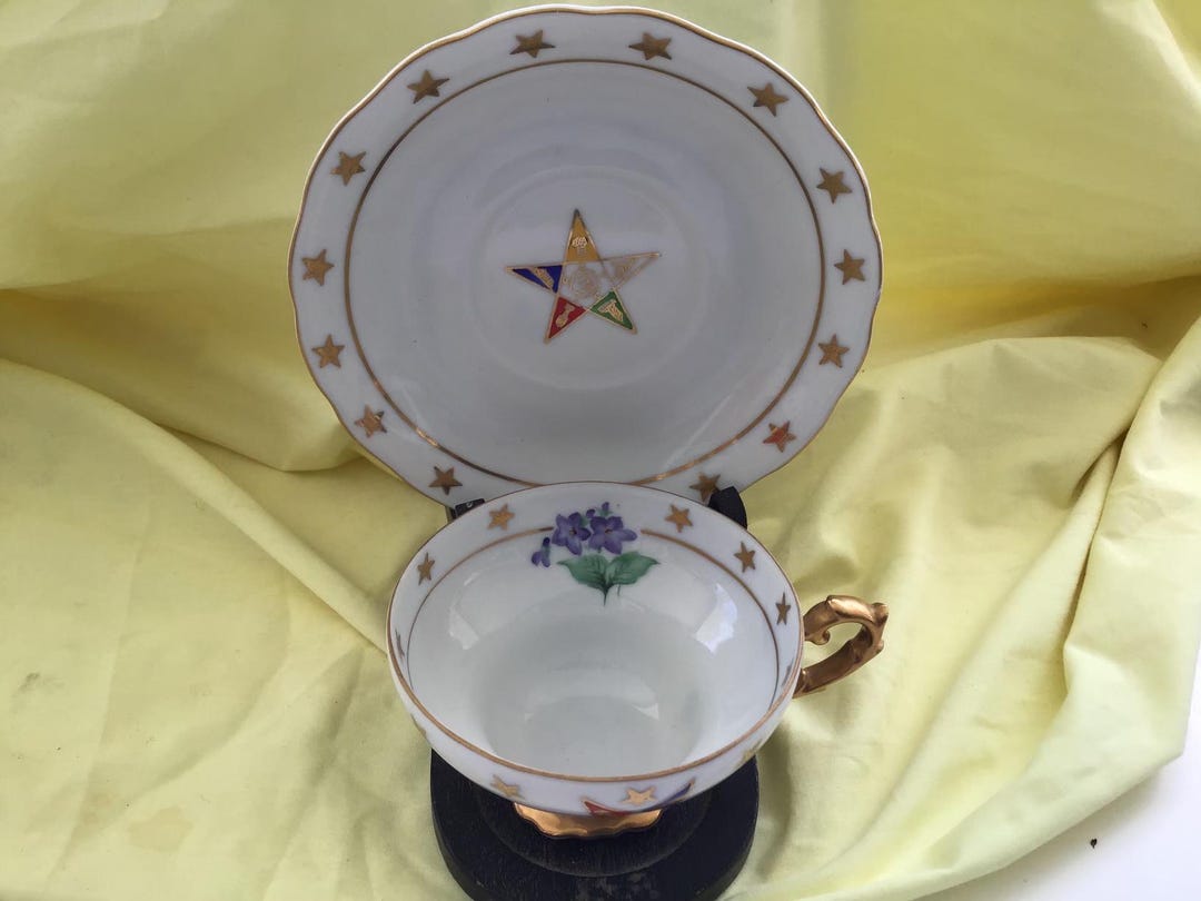 Vintage Order of Eastern Star Cherry Fine Bone China Teacup and Saucer ...