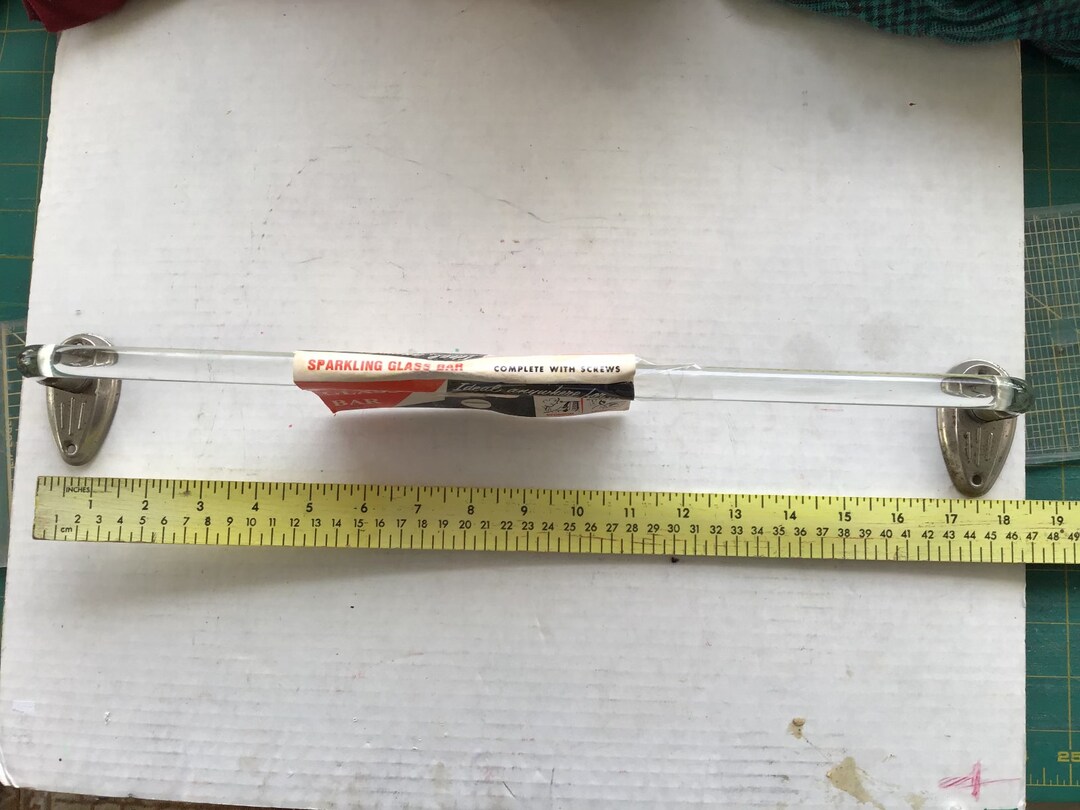 Vintage Clear "kimble" Glass Towel Bar With Bent Ends. 18" With Screws ...