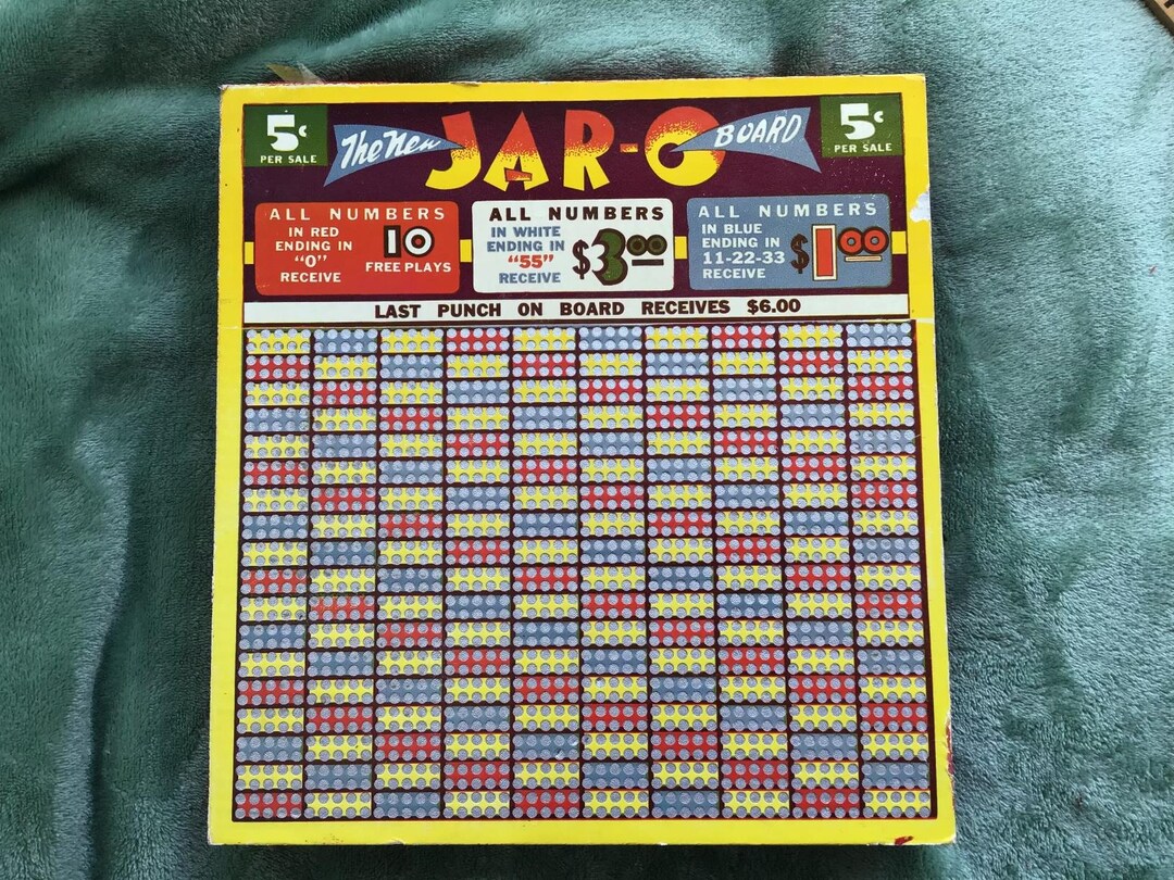 Vintage 1940's Jar-o-board Punch Board Game Used for Gambling or ...