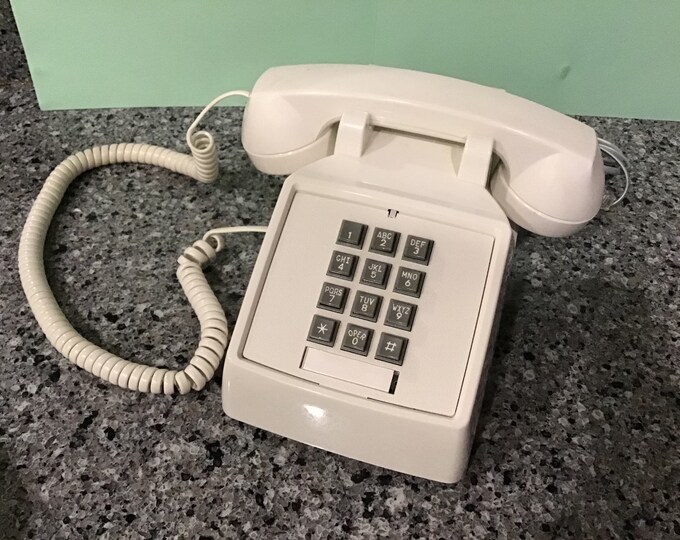 Vintage White "premier" Push Button Desk Phone. Worked When Tested ...