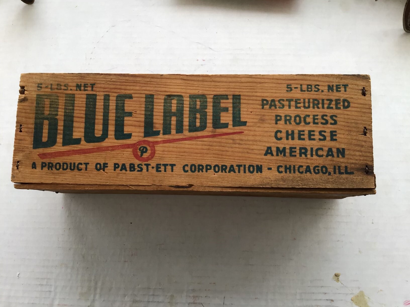 Vintage Blue Label Pasteurized Process Cheese American Wooden Box ...
