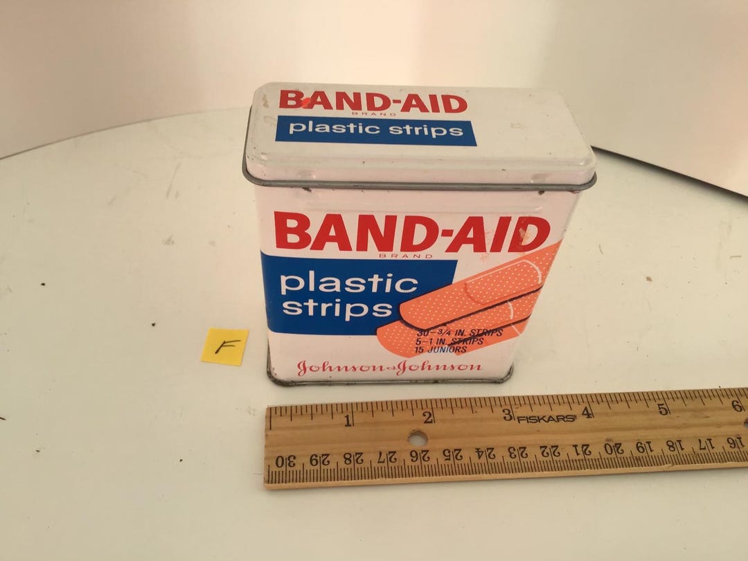 Vintage Band-aid Plastic Strips Empty Metal Box. 3 1/4" X 3 1/2" X 1 1/ ...