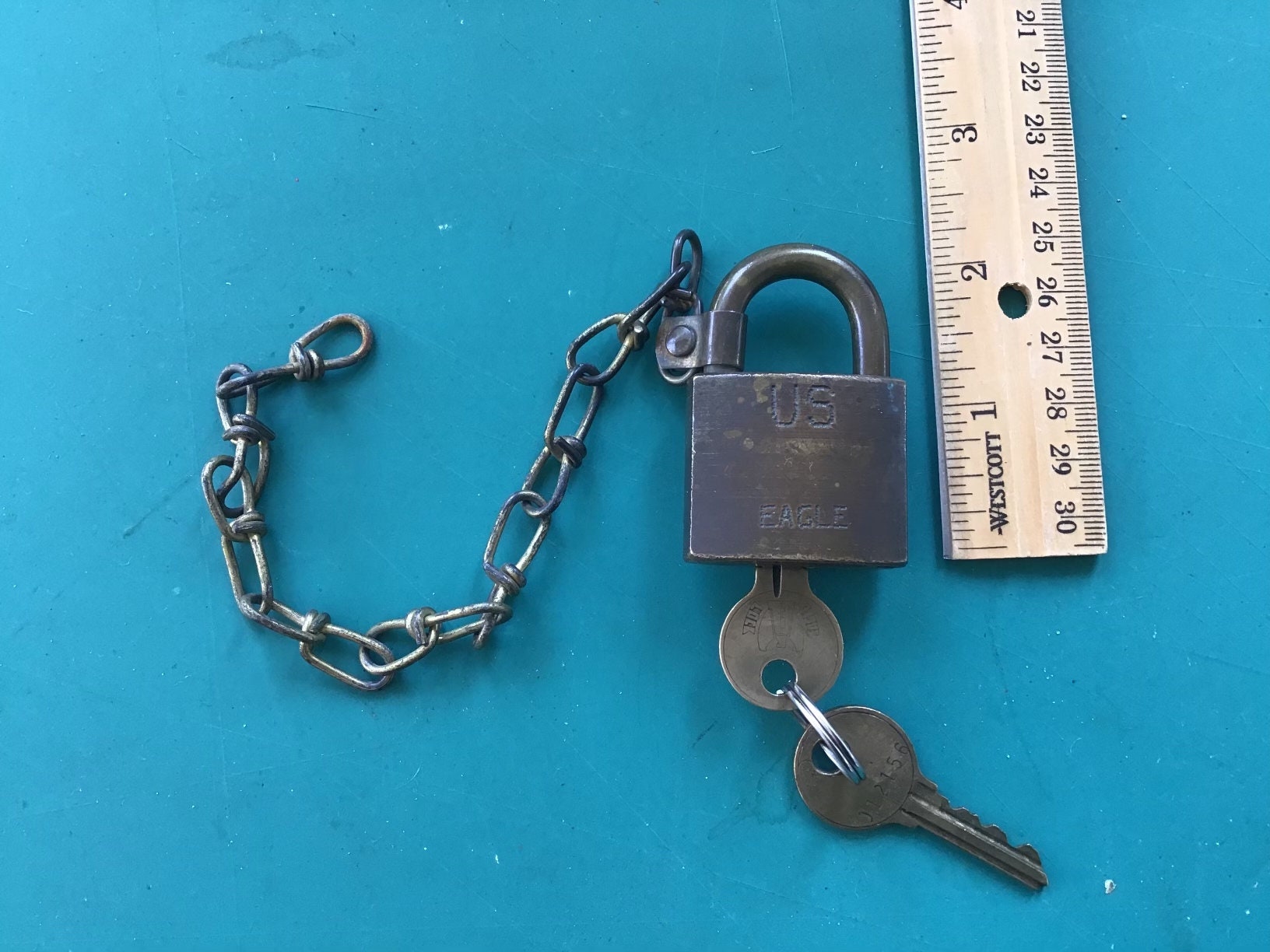 Vintage US Eagle Brass Military Padlock With Two Working Keys and ...