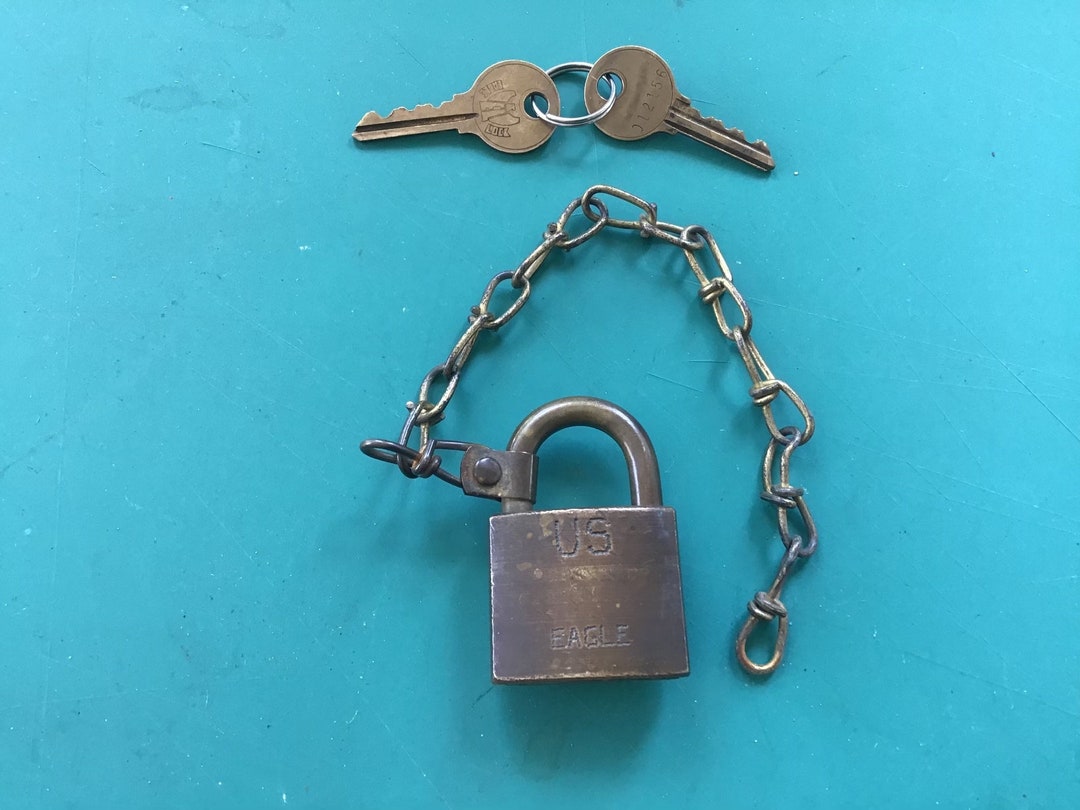 Vintage US Eagle Brass Military Padlock With Two Working Keys and ...