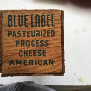 Vintage Blue Label Pasteurized Process Cheese American Wooden Box ...