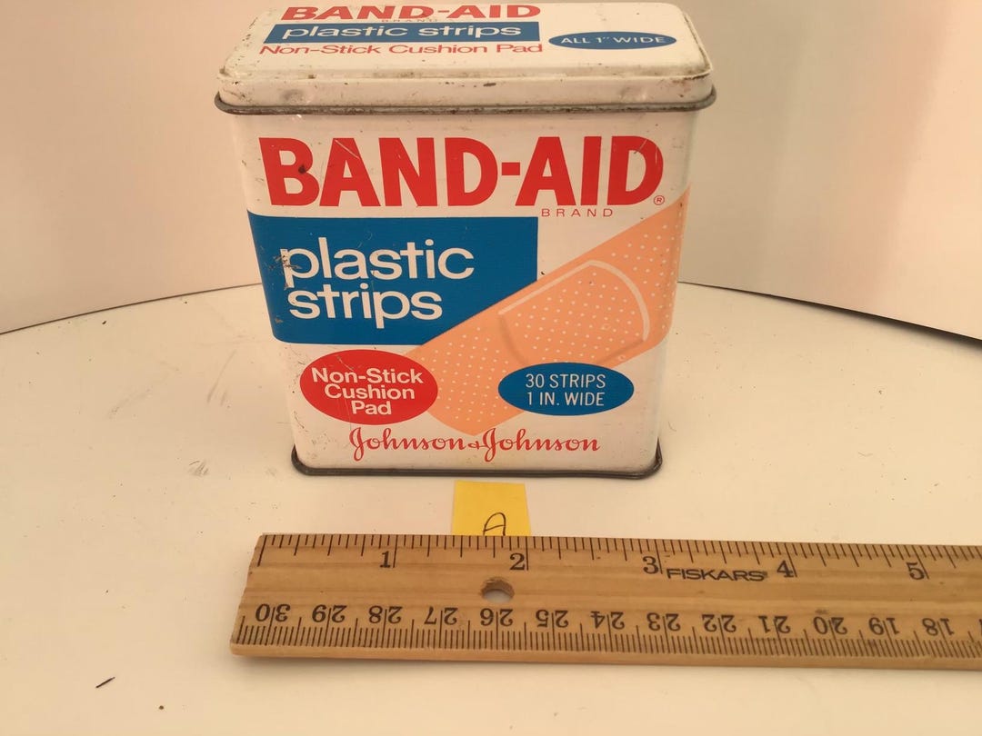 Vintage Band-aid Plastic Strips Empty Metal Tin Box. 3 1/4" X 3 1/2" X ...