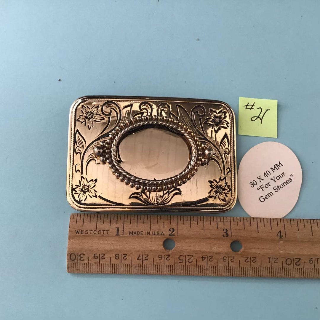 Vintage Gold Colored Western Metal Belt Buckle With Black Accents. Gold ...
