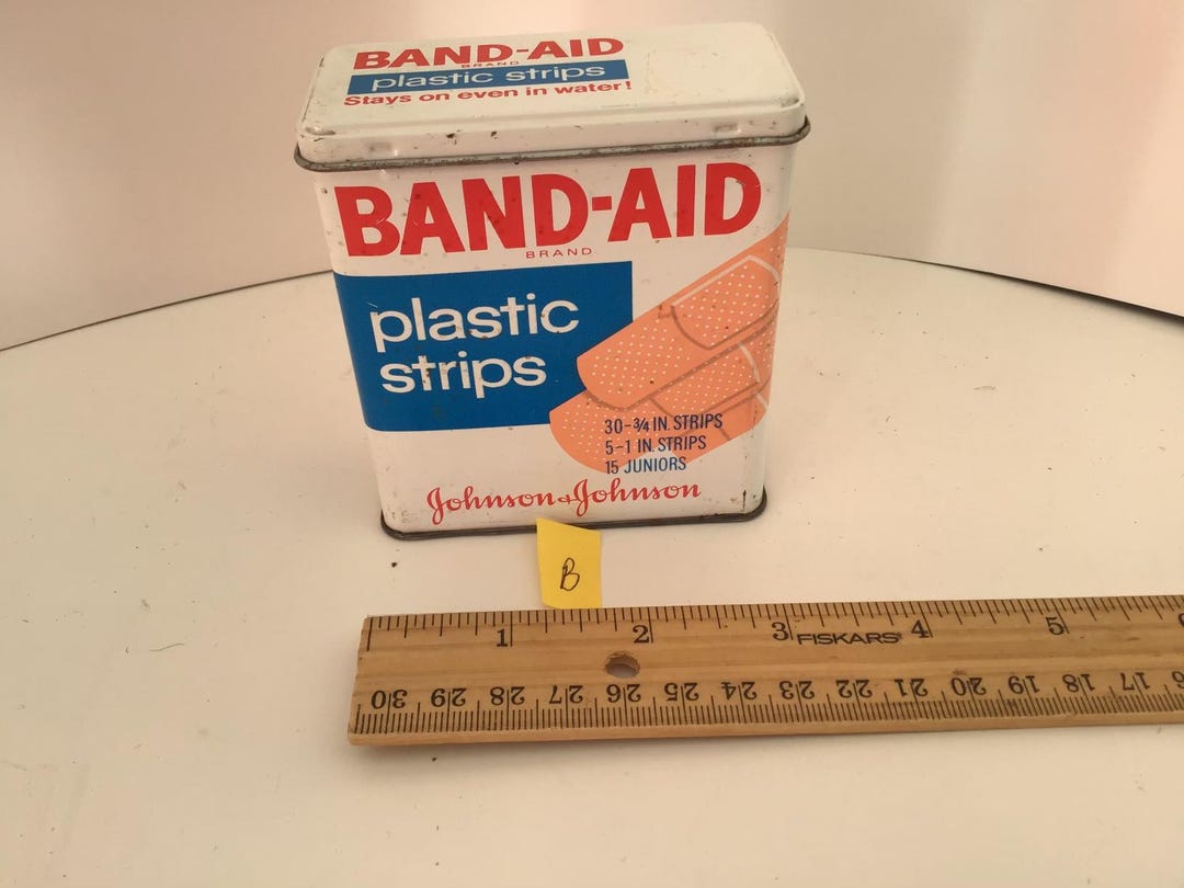 Vintage Band-aid Plastic Strips Empty Metal Box. 3 1/4" X 3 1/2" X 1 1/ ...