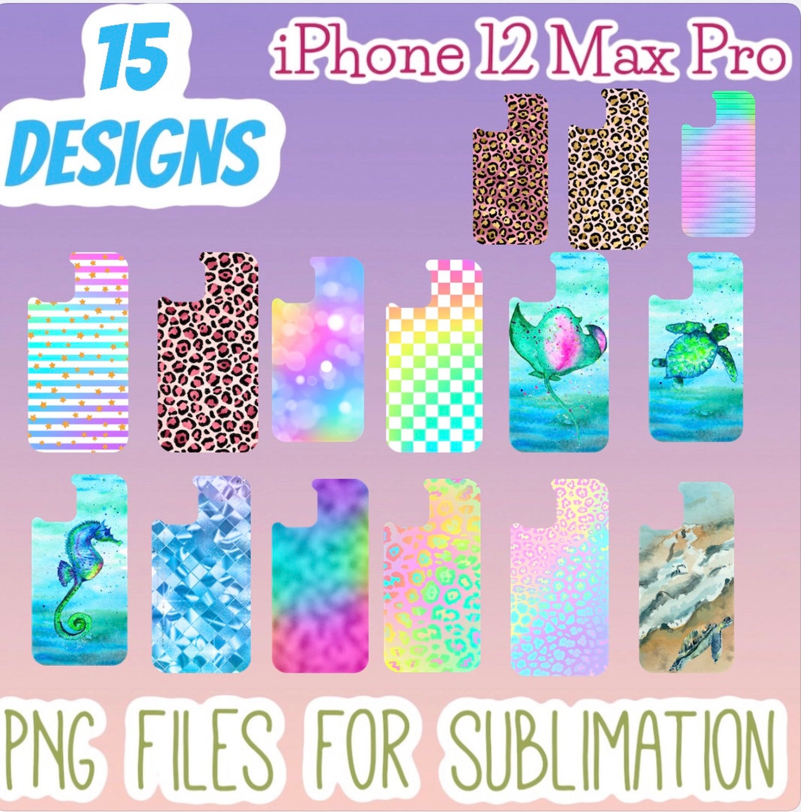 IPhone 12 Max Pro Sublimation Digital Design Bundle for Transfers ...