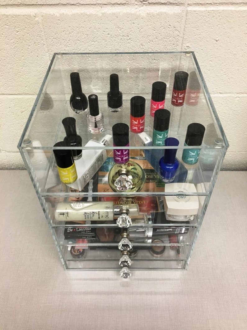 Glamourebox Clear Acrylic Cosmetic Cube Makeup Organizer Case With ...