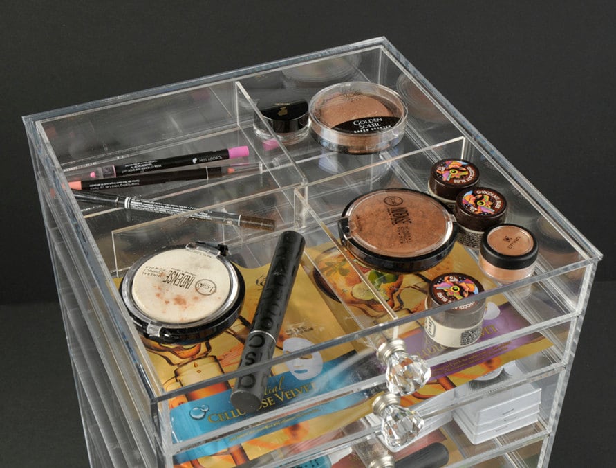 Glamourebox Clear Acrylic Cosmetic Cube Makeup Organizer Case With ...