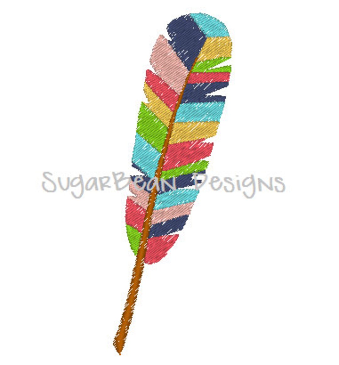 Colorful Feathers Embroidery Design. Feather Machine Embroidery Design ...