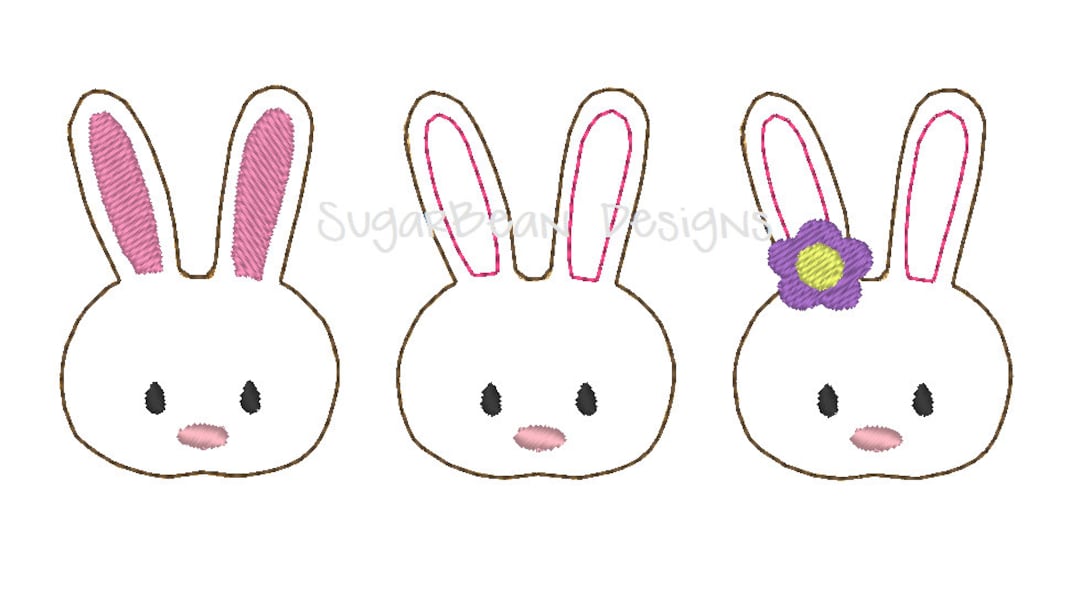 Bunny Face Felties Embroidery Design. Easter Embellishments Machine ...