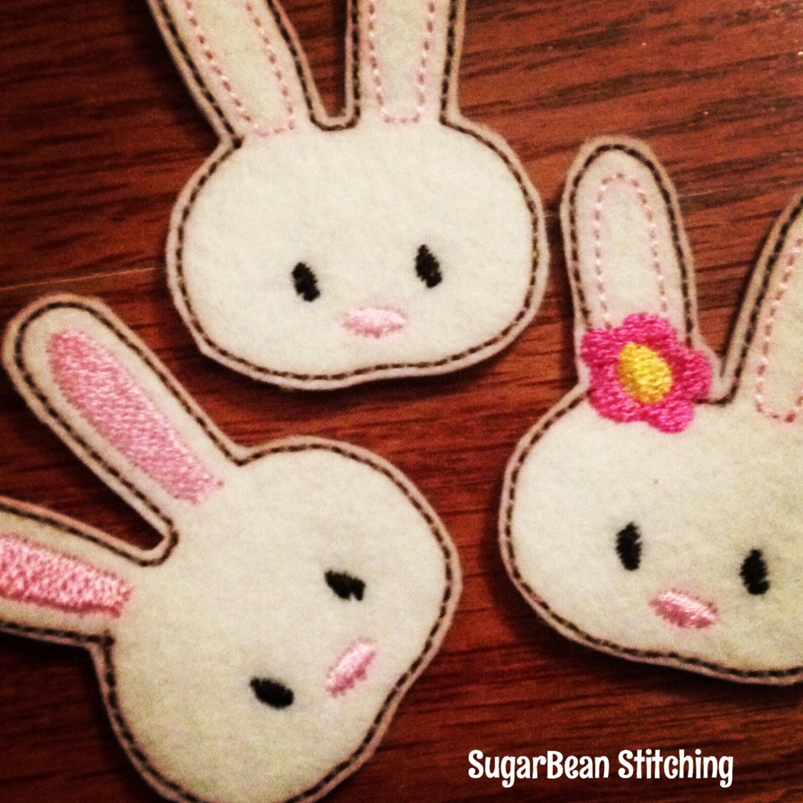 Bunny Face Felties Embroidery Design. Easter Embellishments Machine ...