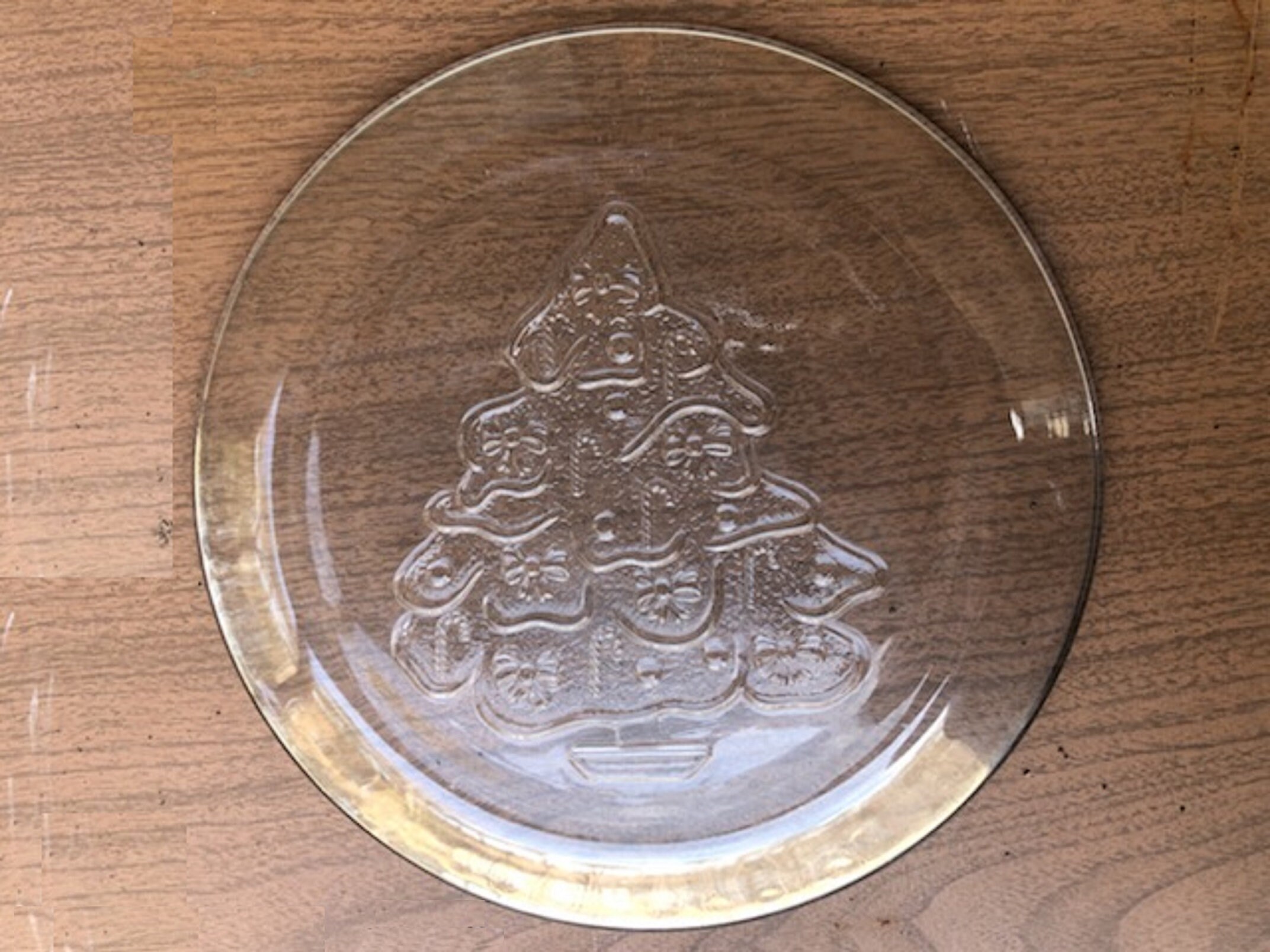 Vintage Christmas Clear Glass Tree Serving Plate 11.75x11.75x.5 Inches ...