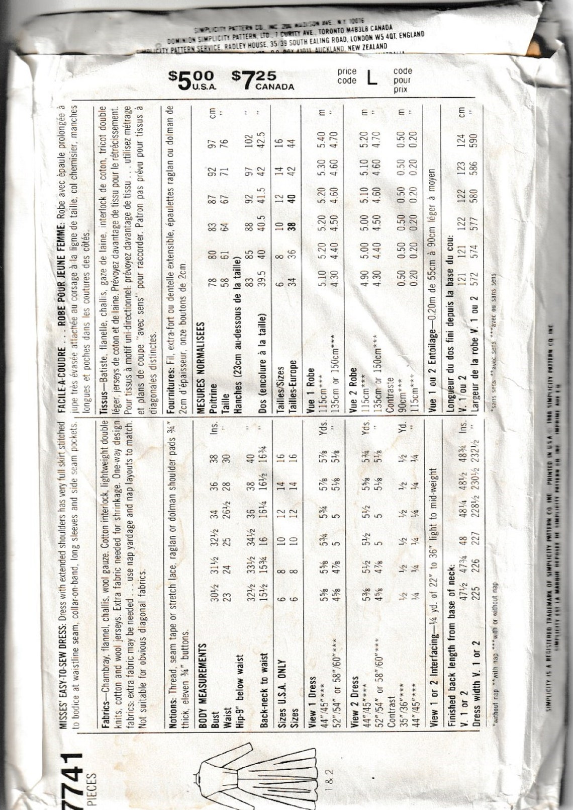 Vintage Simplicity 7741 Size 10, Cathy Hardwick Design, Button Up, Long ...