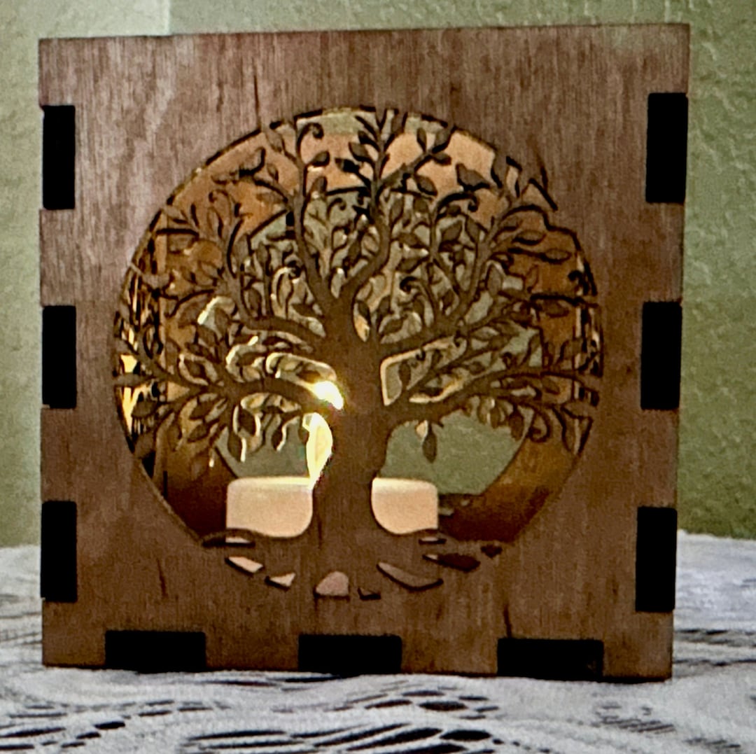 Tree of Life Tea Light, Wood Decor Candle Holder, Shadow Lantern - Etsy