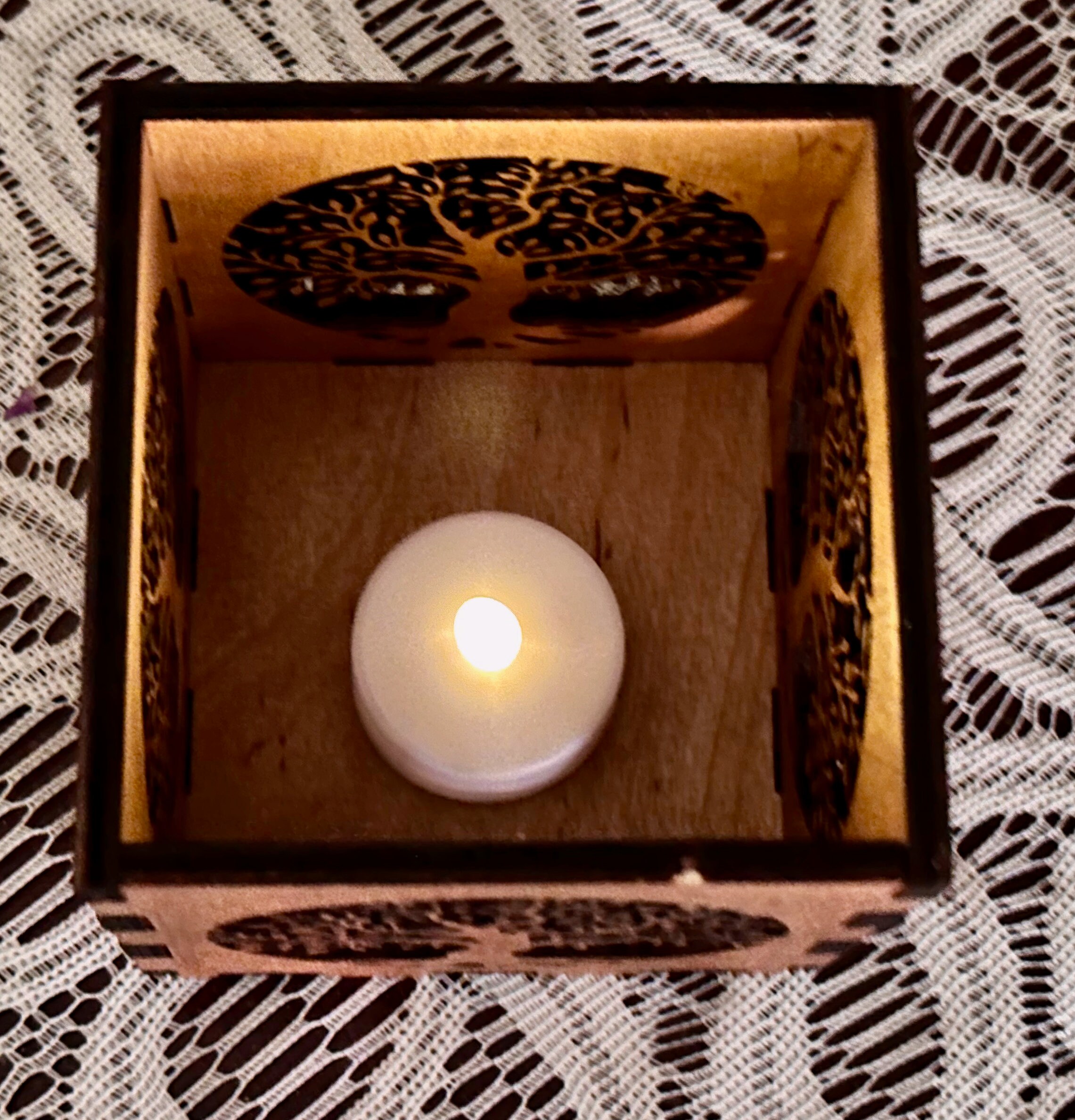 Tree of Life Tea Light, Wood Decor Candle Holder, Shadow Lantern - Etsy
